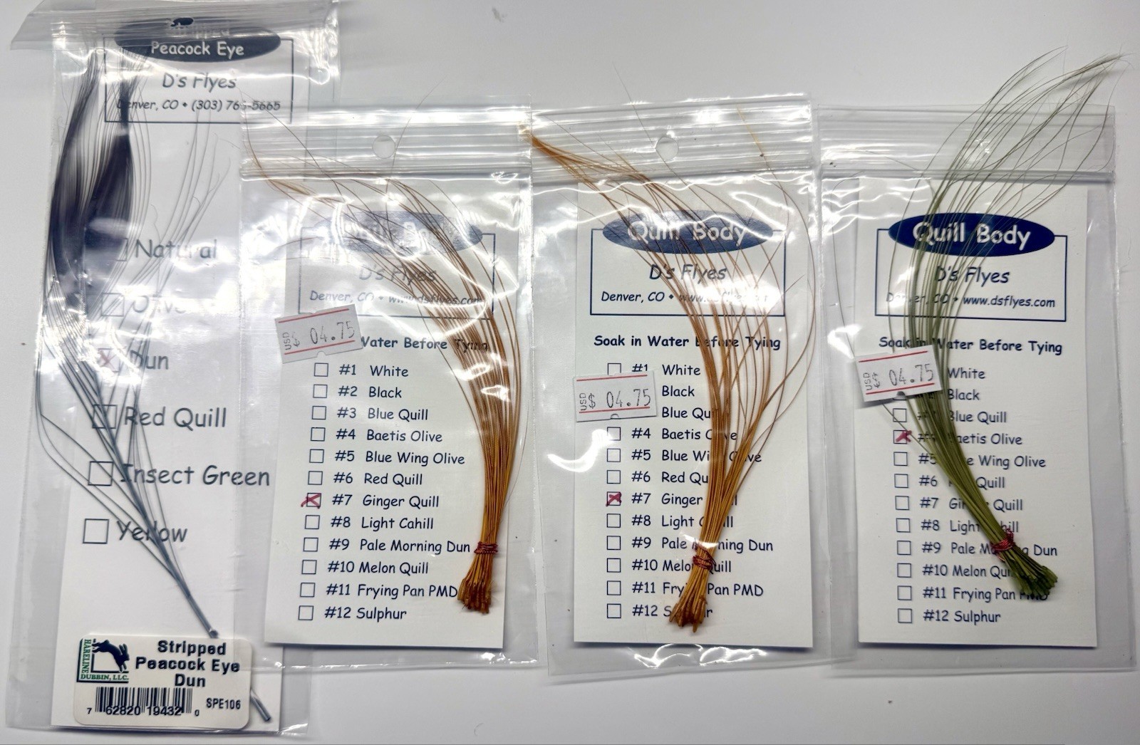 D’s FLYES QUILL BODY MATERIAL - 4 PACK LOT / FLY TYING FLY FISHING | eBay