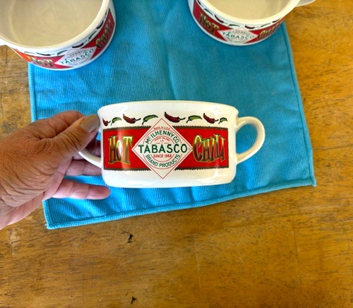 3 -Tabasco Hot Sauce Soup Chili Handled Mug Bowl 7" McIlhenny Co 12 Oz ...