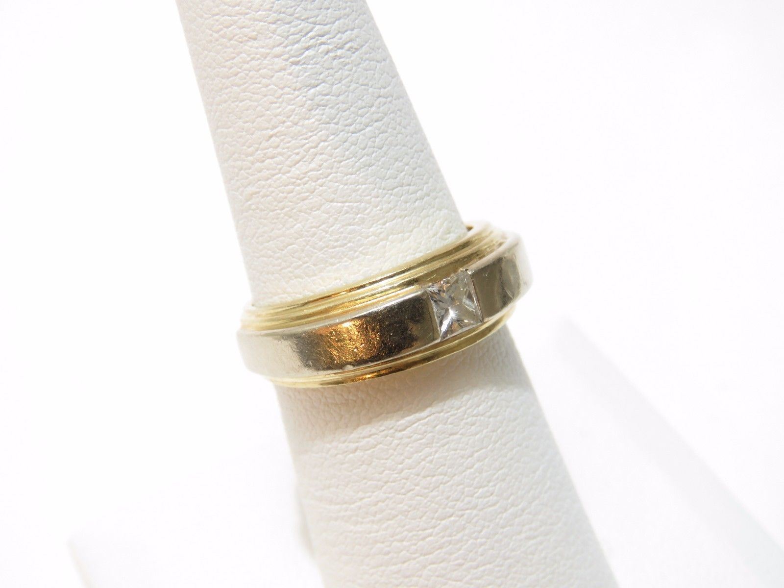 14k Gold Square Diamond Ring Band Size 6.25 | eBay