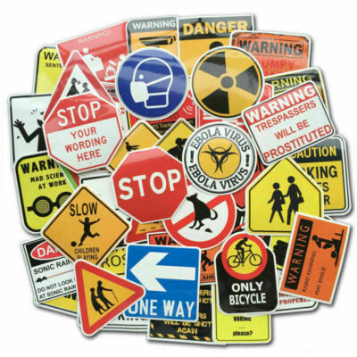 50Pcs Vinyl Warning Skateboard Stickers bomb Laptop Luggage Car Decals ...