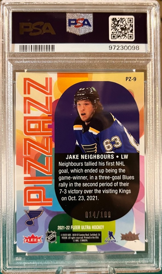 2021 Fleer Ultra Jake Neighbours Pizzazz Gold RC Rookie /100 PSA 10 ...