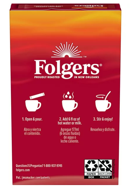 Folgers Classic Regular Instant Medium Roast Coffee 3 Boxes/21 Packets ...
