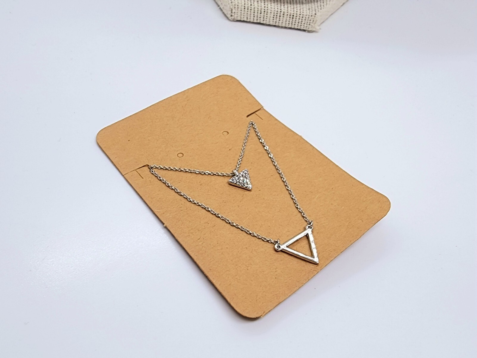 Silver Tone Layered Necklace with Triangle Pendants | eBay