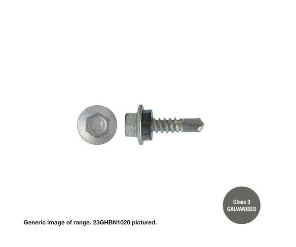 Self Drilling Galvanised Hex Washer Face Head Screw + NEO Washer 12g x ...