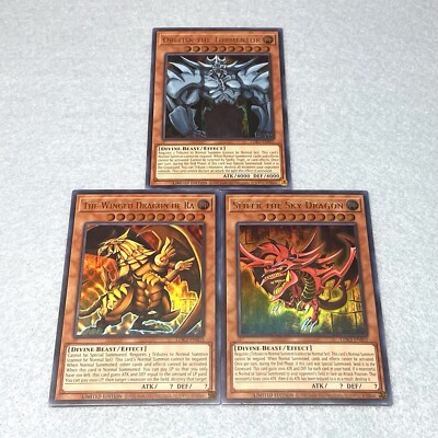Yugioh Egyptian God Cards Winged Dragon of Ra Slifer Obelisk Tournament ...
