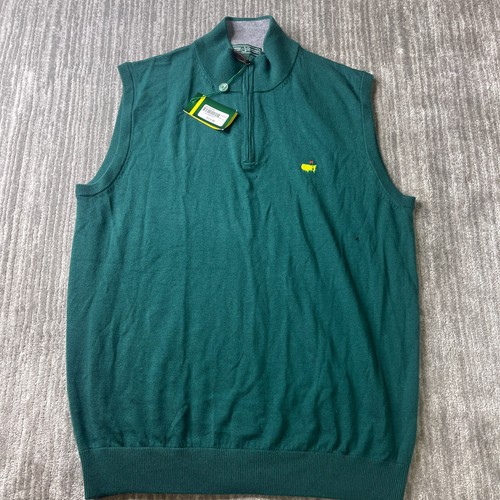 Masters Collection Sweater Vest Mens Large Green Merino Wool 1/4 Zip ...