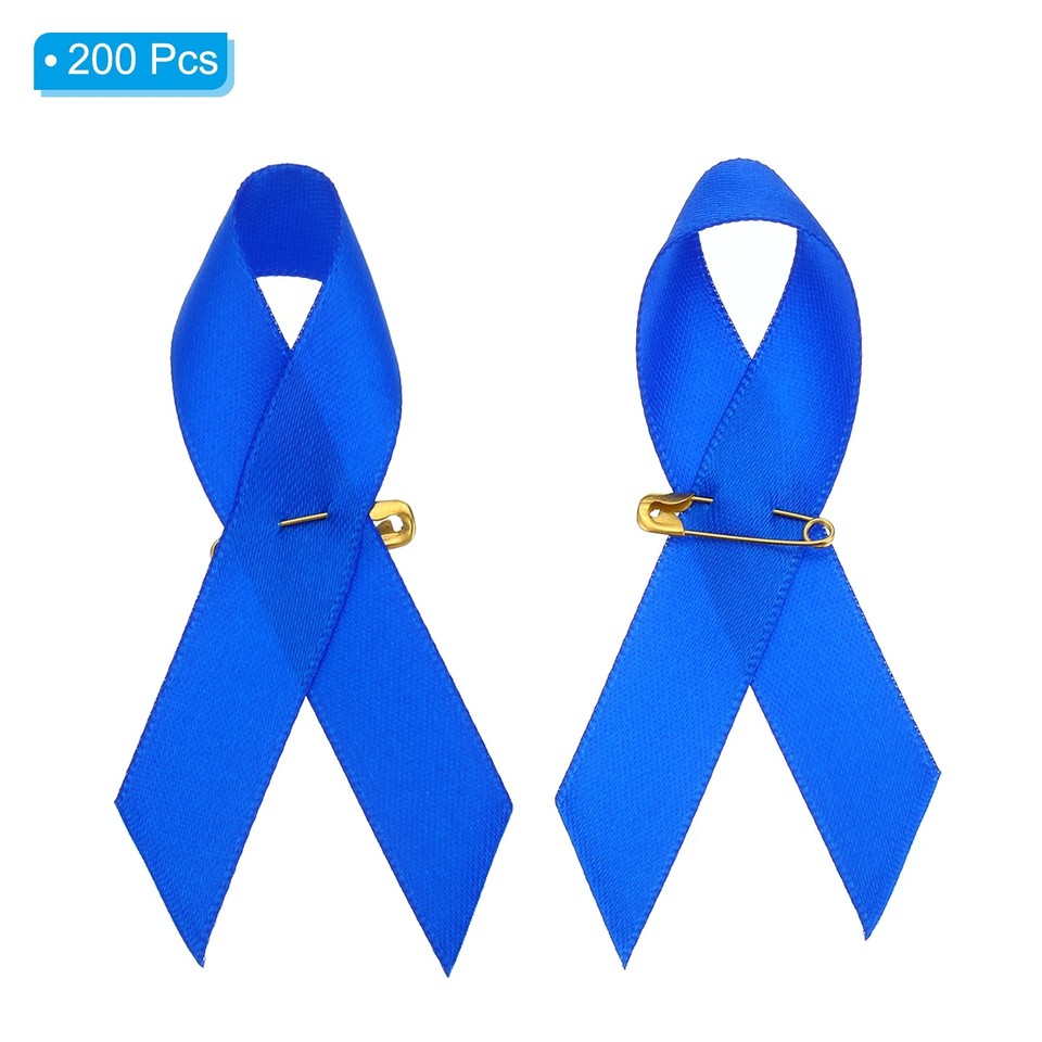Ribbon Pins, 200Pcs Blue Awareness Ribbon Satin with Safety Pins | eBay UK