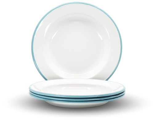 Red Co. Set of 4 Enamelware Metal Classic 8" Round Salad Plate, Solid ...