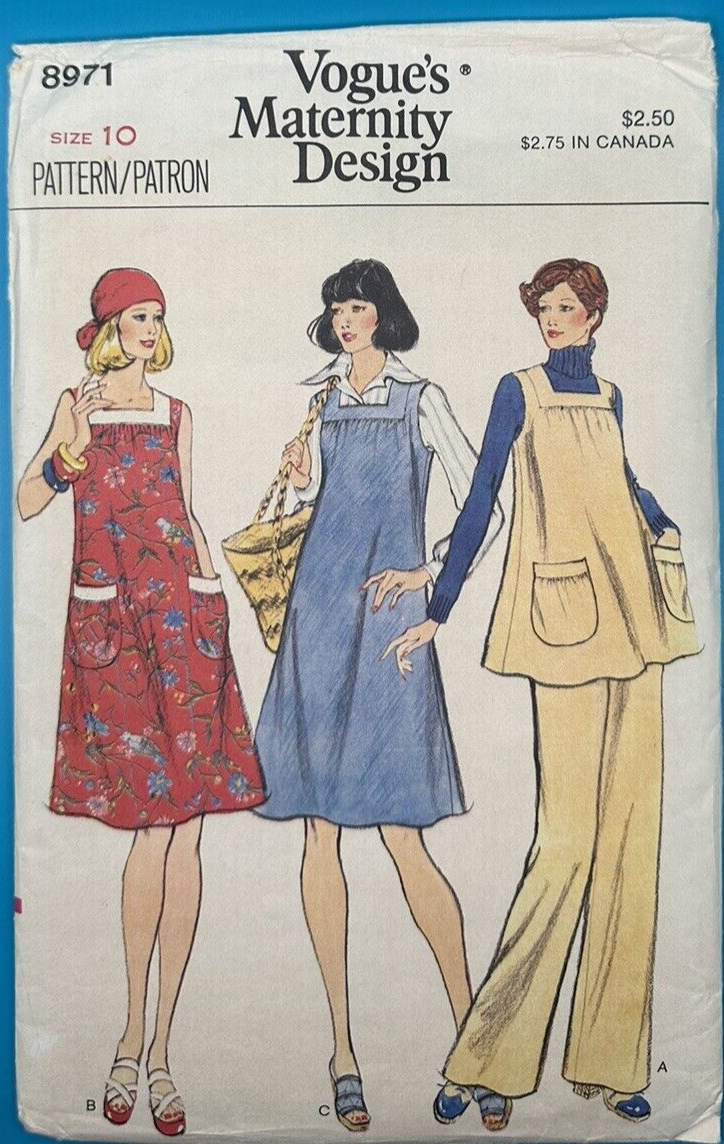 Maternity Design Jumper Slacks Pattern Vogue 8971 Vintage 1970's Size ...