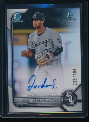 JORDAN SPRINKLE AUTO 1st 2022 Bowman Chrome Draft REFRACTOR #/499 ...