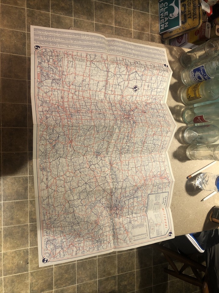 RARE Champlin Gasoline Map Gas Oil Road Map Motor Oil Refining Missouri ...