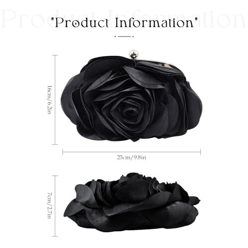 Mini Women Rose Clutch Bags Evening Handbag with Detachable Chain ...