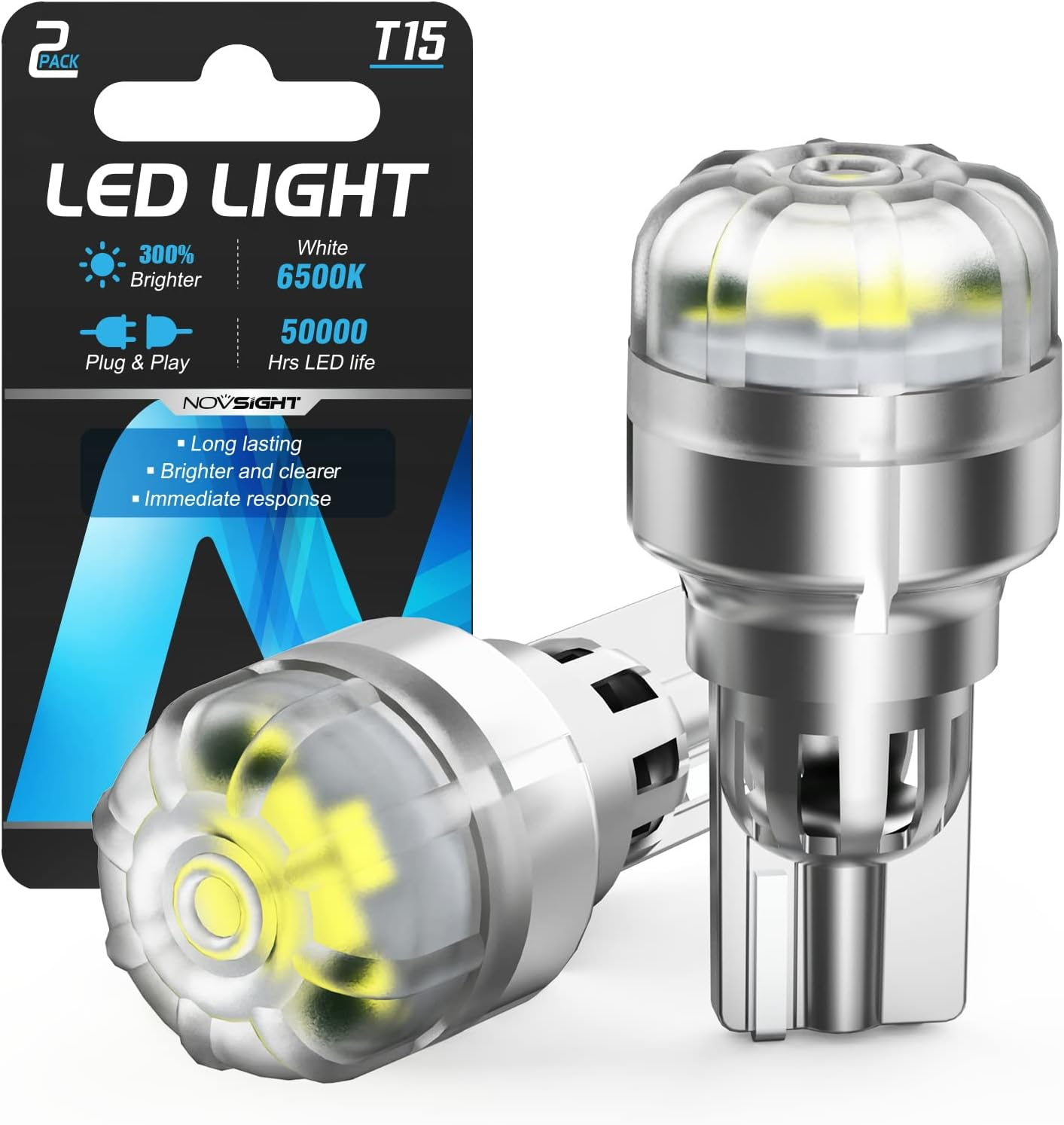 906 T15 LED Back up Reverse Light Bulbs Xenon White 6500K, 300% ...