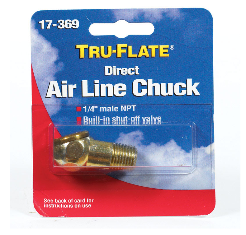 Tru-Flate Brass Direct AIR LINE CHUCK 1/4 in. Male NPT 1 pc Shut-Off ...