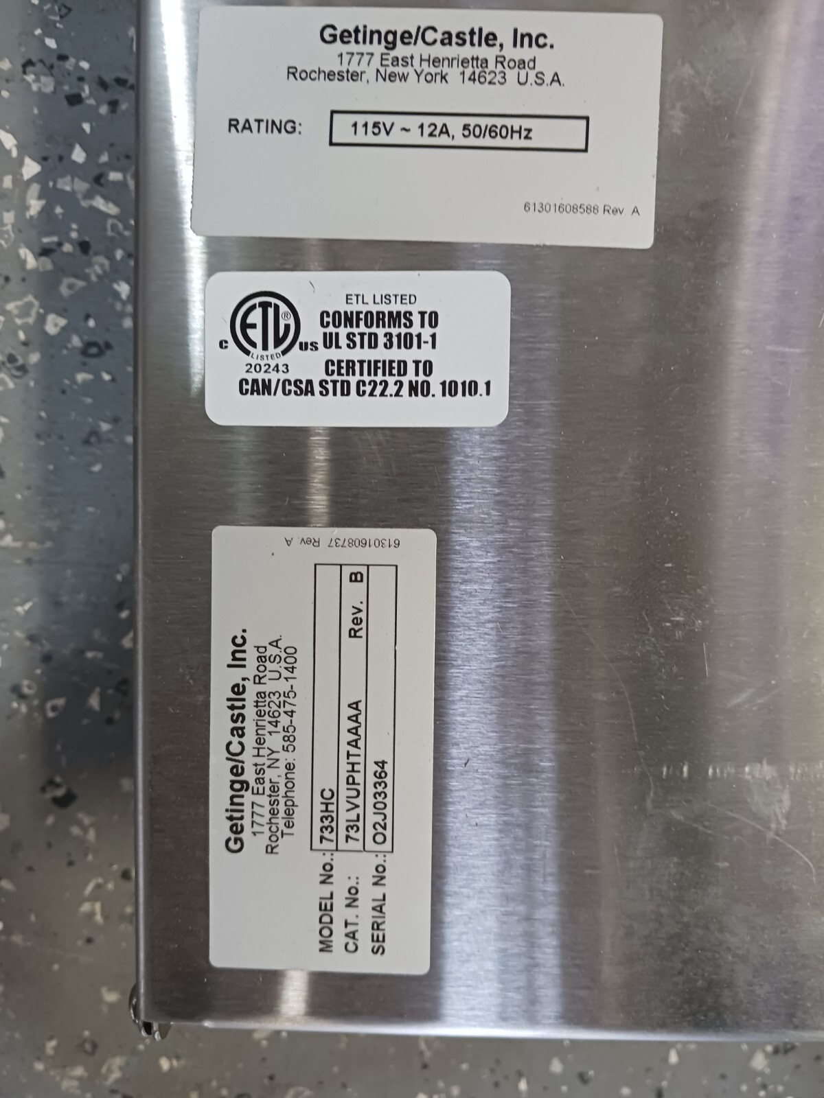 Getinge 733 HC Autoclave Steam Sterilizer Power Box 61301600809 CS48RS ...