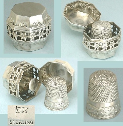 Antique Sterling Silver Chatelaine Case w/ Thimble * Foster & Bailey ...