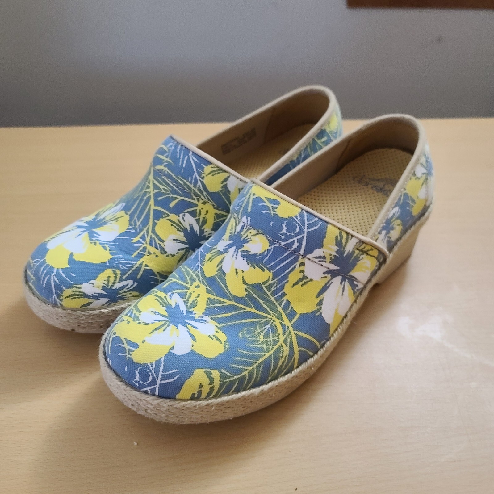 Dansko Victoria Tahiti Blue Yellow Floral Canvas Clog… - Gem