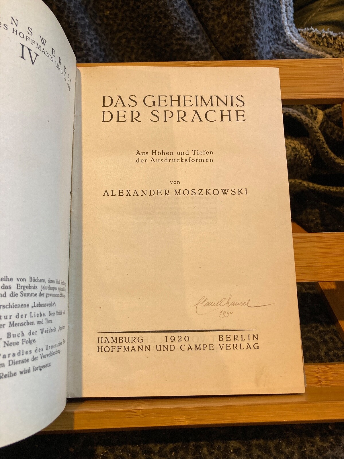 Alexander Moszkowski Geheimnis der Sprache Hoffmann Campe Verlag 1920 ...
