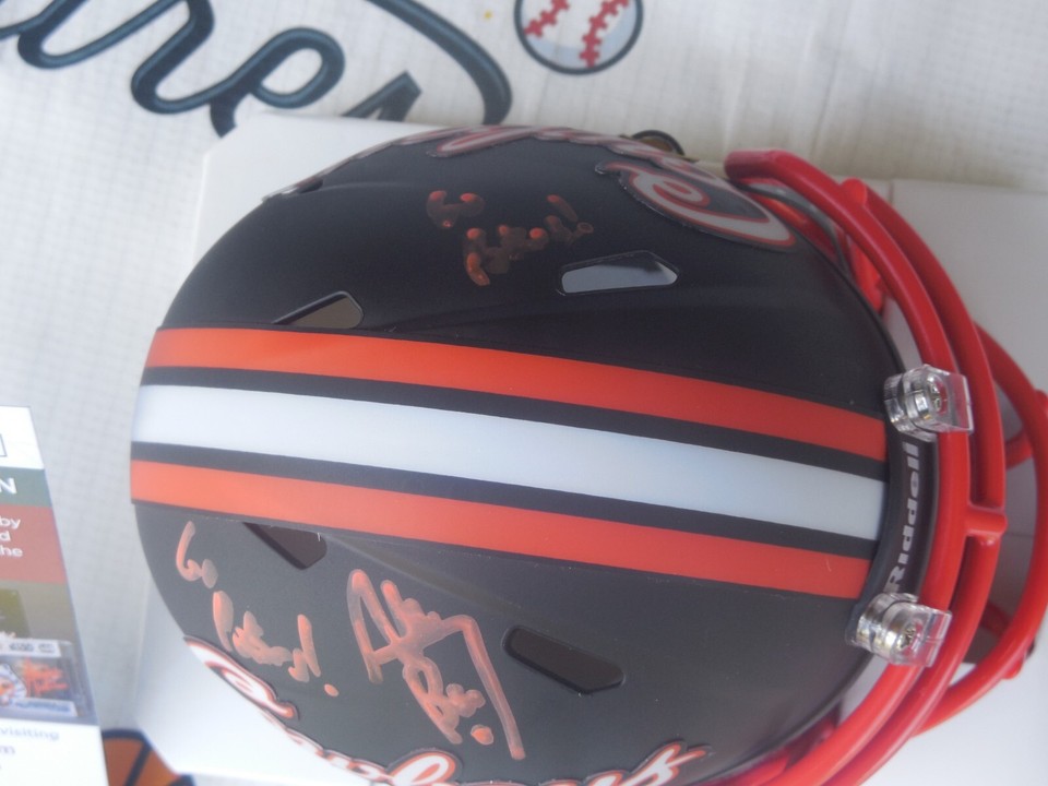 Alan Bowman signed Oklahoma State OSU Cowboys mini helmet w/ Go Pokes ...