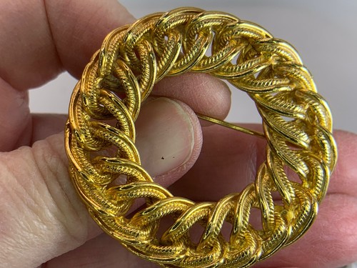 Flower Outline Chain Link Look Vintage Gold Brooch Pin V-9706 | eBay
