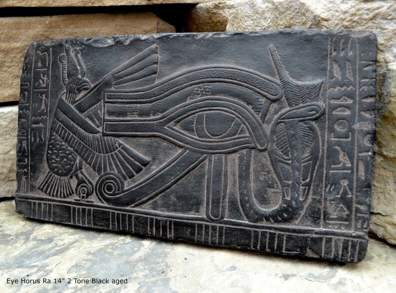 Egyptian Eye Horus Ra Plaque Artifact Sculpture 14" wide | eBay