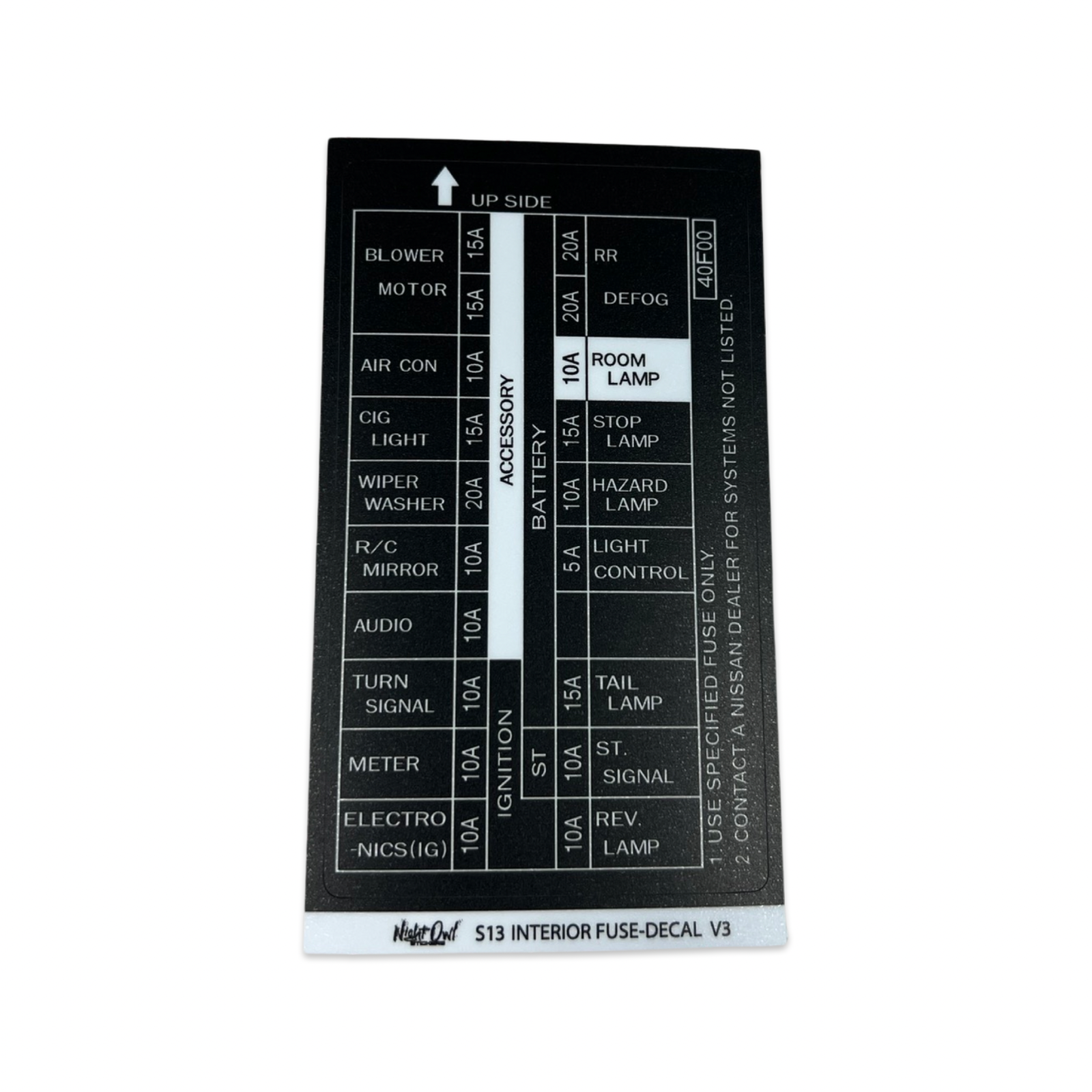 Nissan 240sx Silvia S13 INTERIOR FUSE LABEL (40F00) Version-3 | eBay