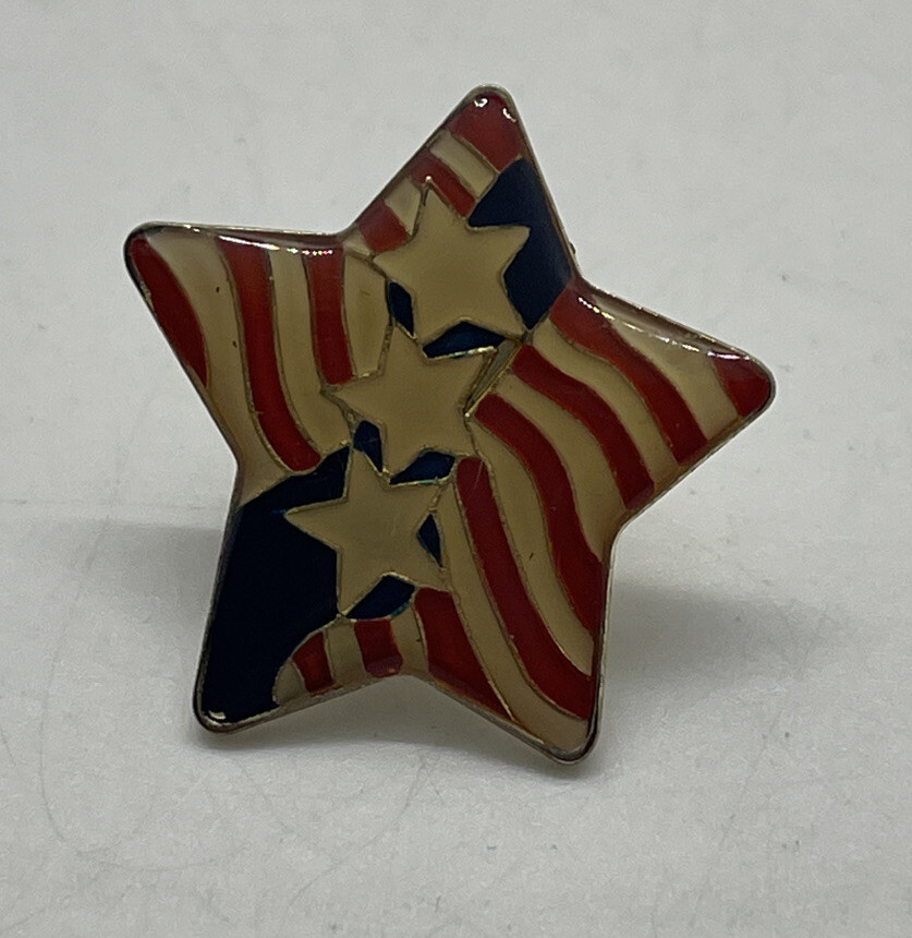 3 Star Pin American Star Flag Patriotic Acrylic Metallic Gold Tone | eBay