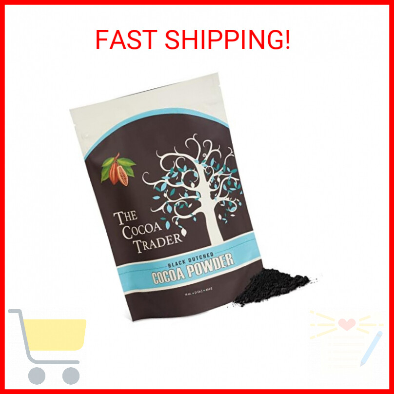The Cocoa Trader - Black Cocoa Powder for Baking (1lb) - Darkest Dutch ...