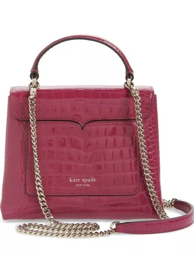 ️ kate spade Romy Small Berry Blitz Crocodile-Embossed Patent Leather ...