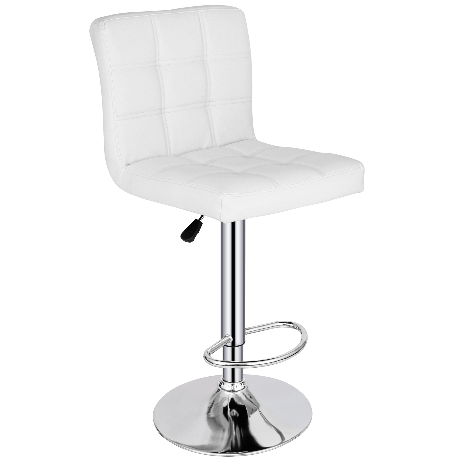 Set of 4 Square PU Leather Adjustable Bar Stools with White Swivel ...