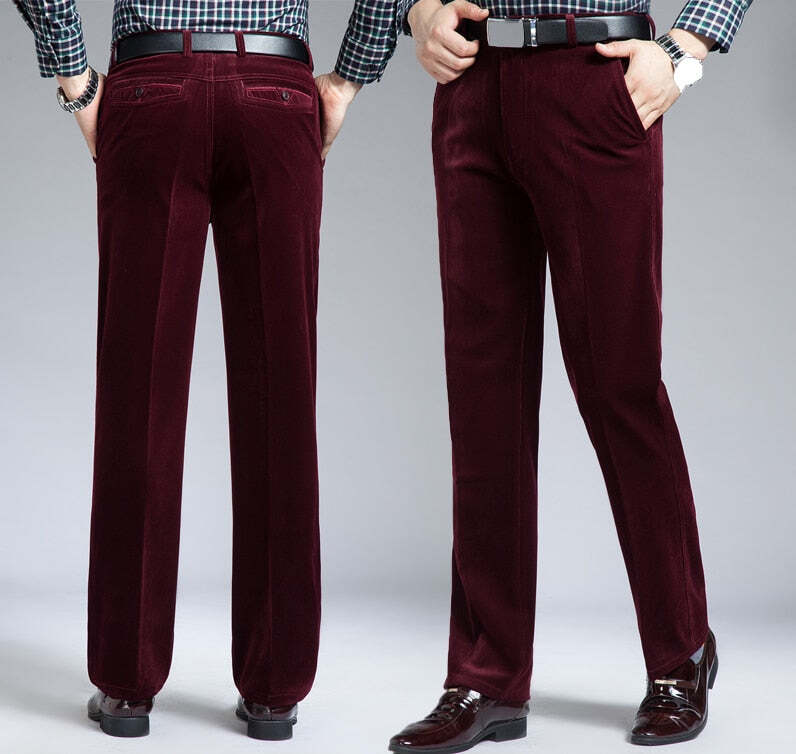 Men's Winter Casual Velvet Dress Pants | eBay