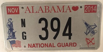 LOW 3 DIGIT NUMBER 394 license plate NG National Guard Military NAG ...