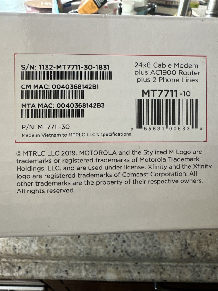Motorola 24x8 Cable Modem Plus AC1900 WiFi Router with 2 Phone Lines ...