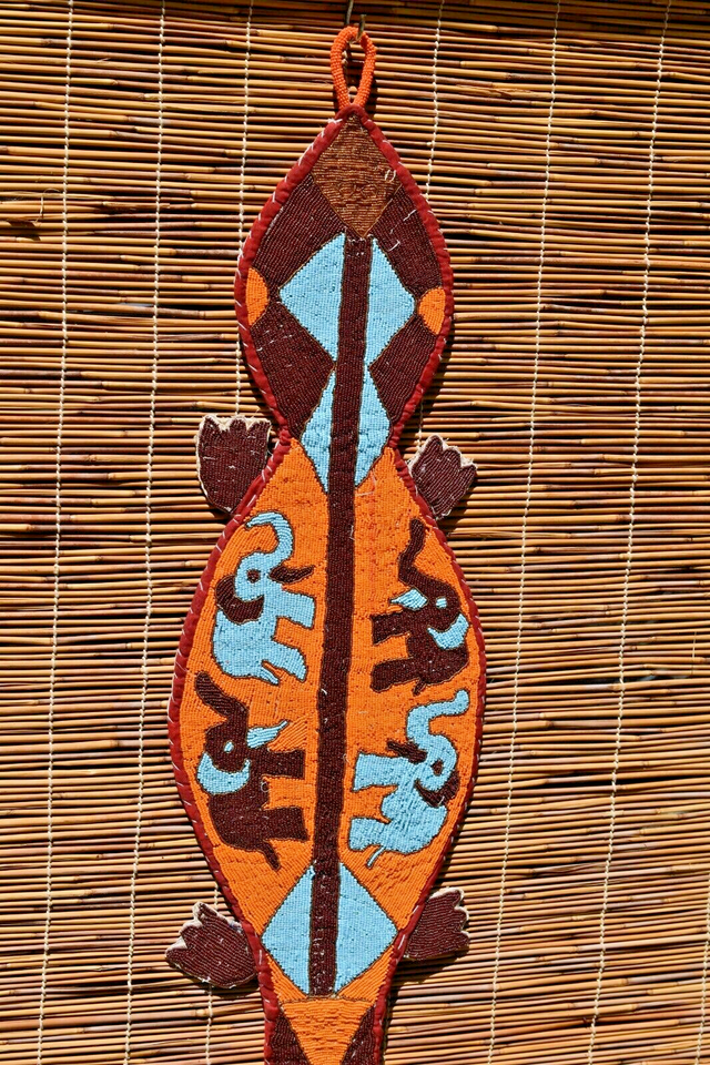 Yoruba Tribal Beadwork Crocodile Diviner's Wall Hanging From Nigeria ...
