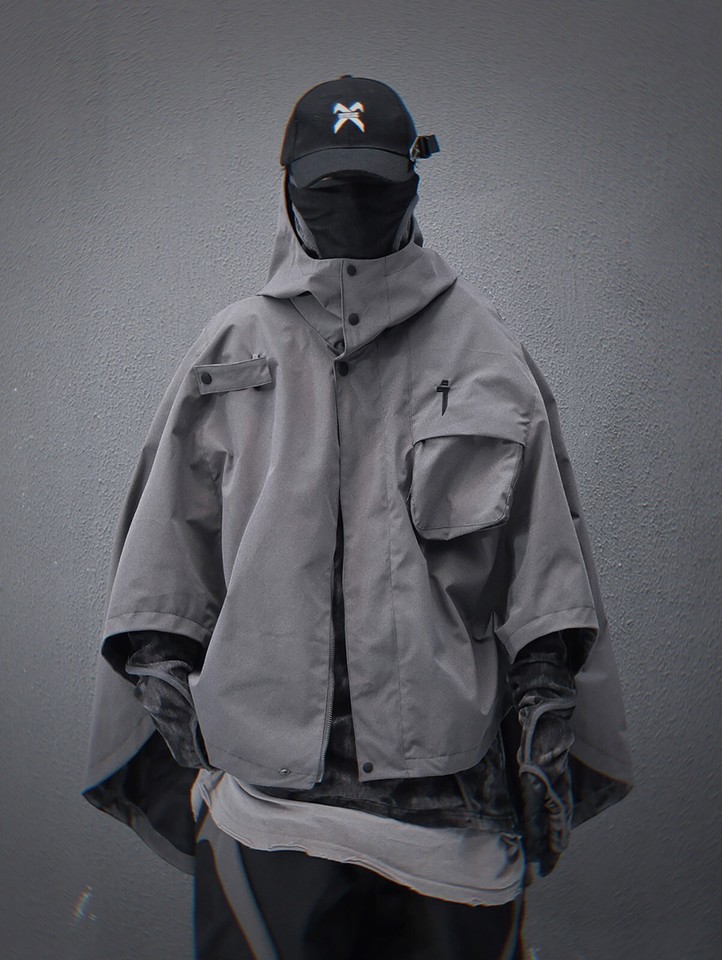 Niepce Unisex I-Tech Poncho Japanese Techwear Hooded Cape Jacket | eBay