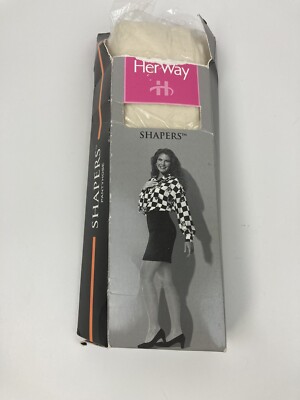 VTG NOS Hanes Her Way Shapers 131-165 lbs 5'2"-5'5" White Pantyhose ...