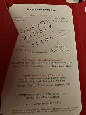 Gordon Ramsay Signed Menus | eBay
