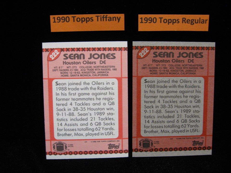 1990 Topps Tiffany Sean Jones Houston Oilers & Regular Card #222 | eBay