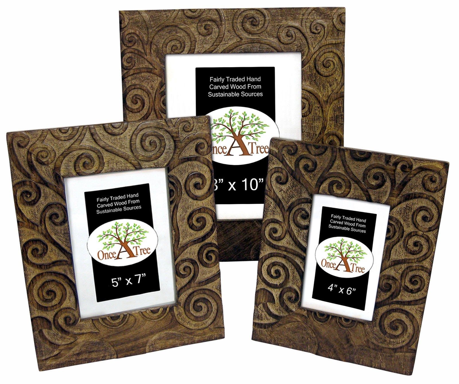 SET/3 PHOTOGRAPH FRAMES TREE OF LIFE DESIGN MANGO WOOD PICTURE FRAME ...