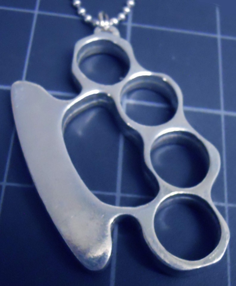 Brass Knuckles Necklace Stainless Ball Chain New Good Charlotte Huge ...