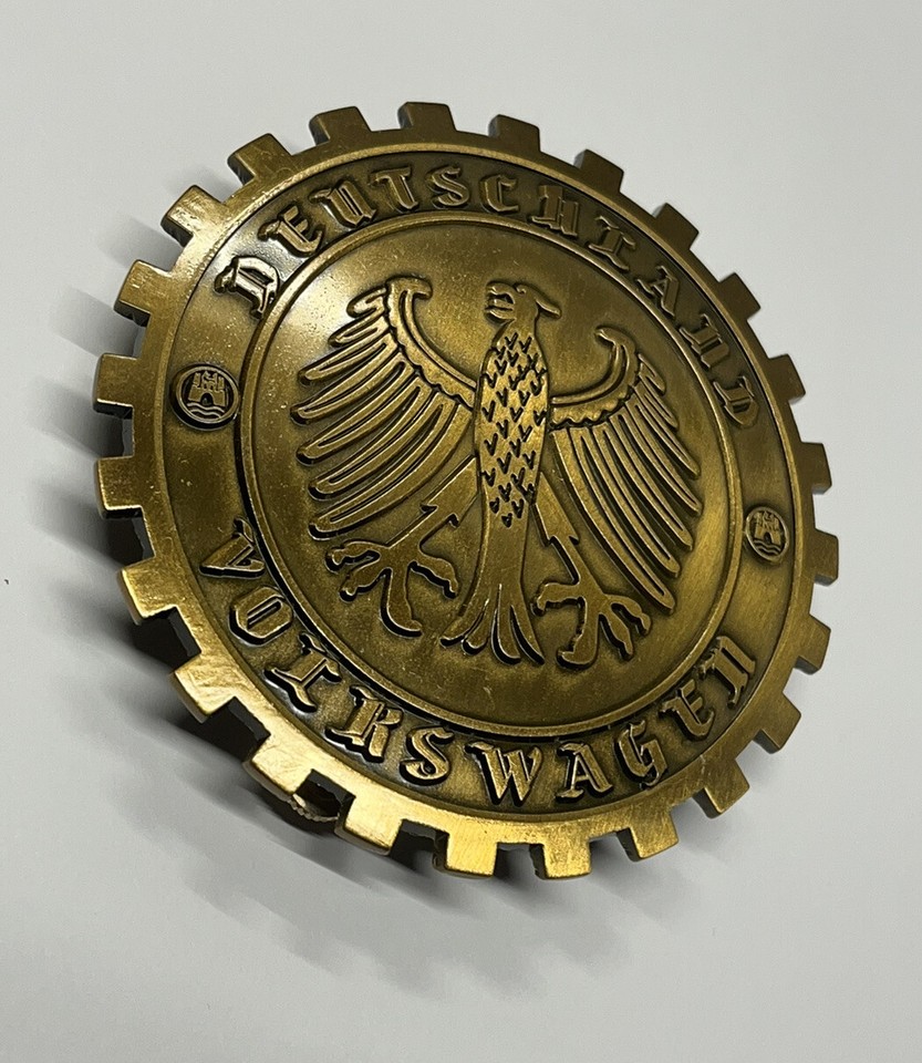 1964-1979 VW Beetle Super Beetle Hood Emblem & Matching Crest Vintage Gold
