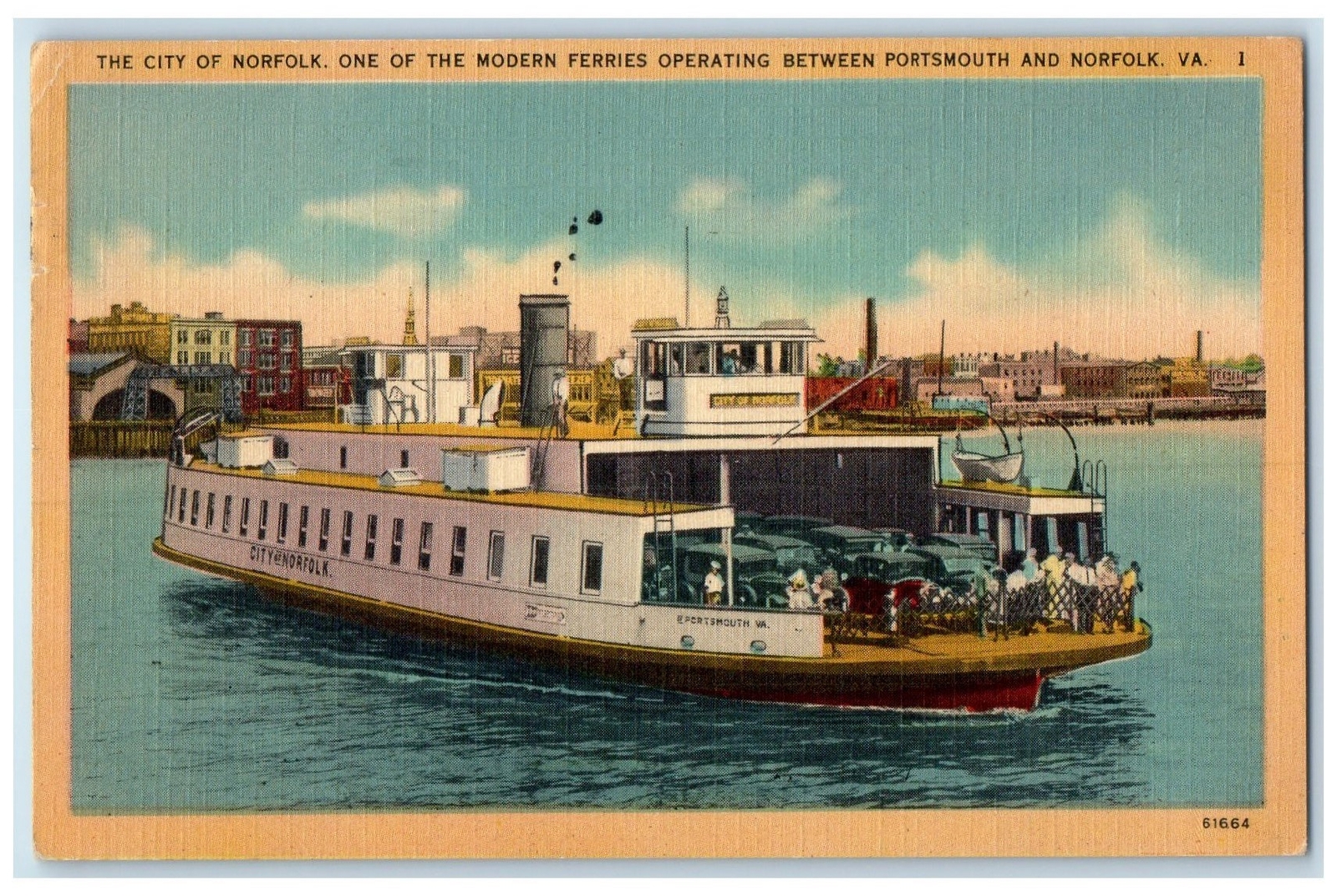 1951 The City Of Norfolk Passenger Ferries Carrier Norfolk Virginia VA ...