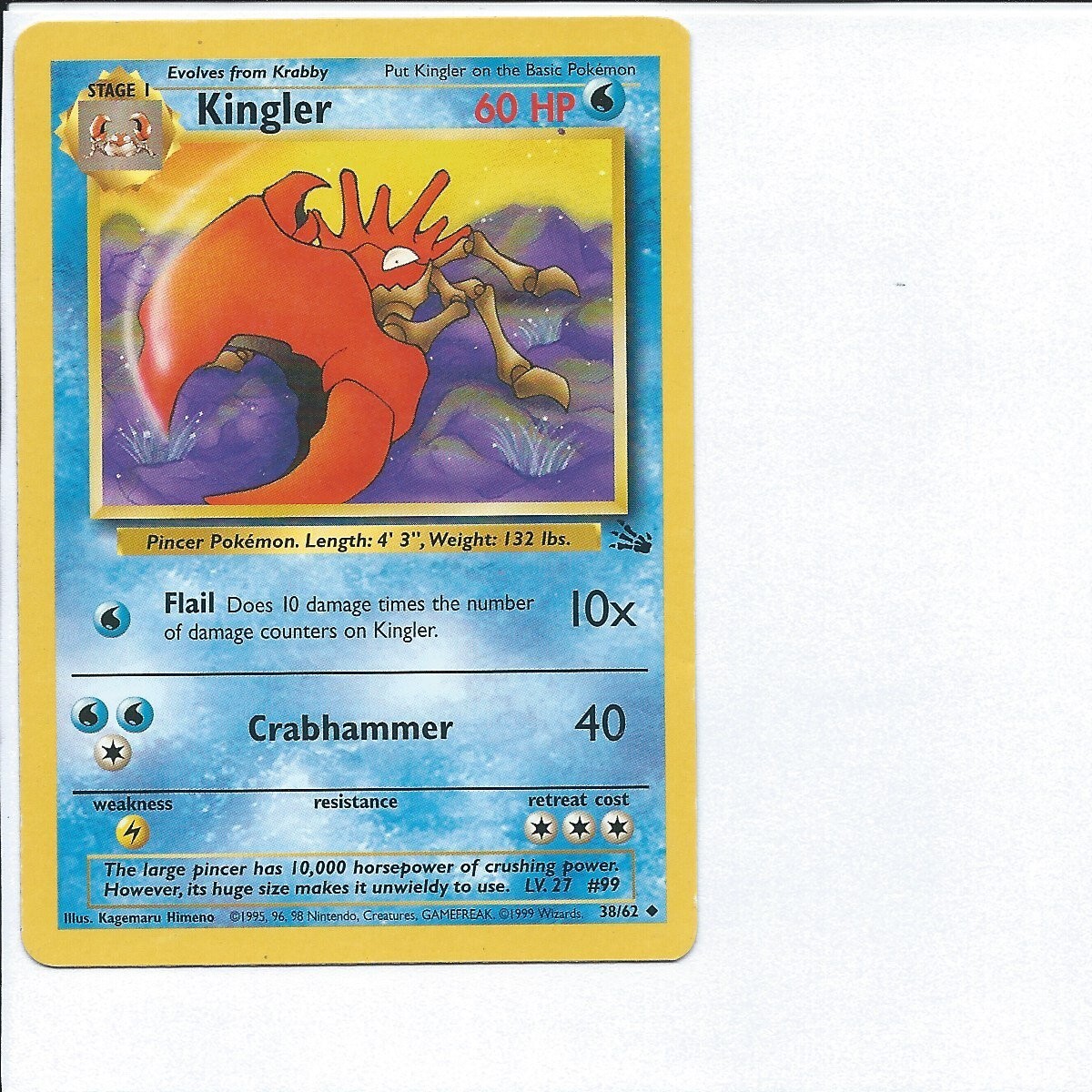 1999 Kingler Pokemon Card #38 | eBay
