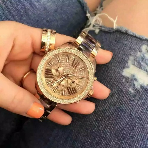 Michael Kors MK6159 Wren Rose Gold & Tortoiseshell Acetate Crystal ...