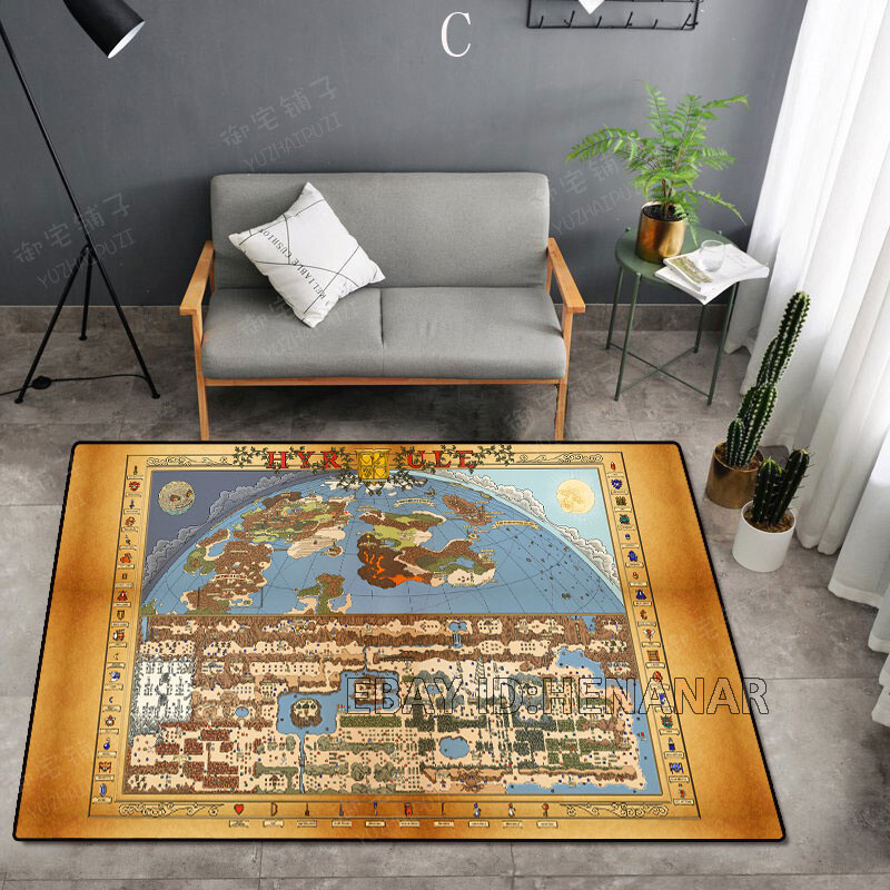 World Map Nautical Carpet Floor Mat Home Non-slip Area Rugs Rectangle ...