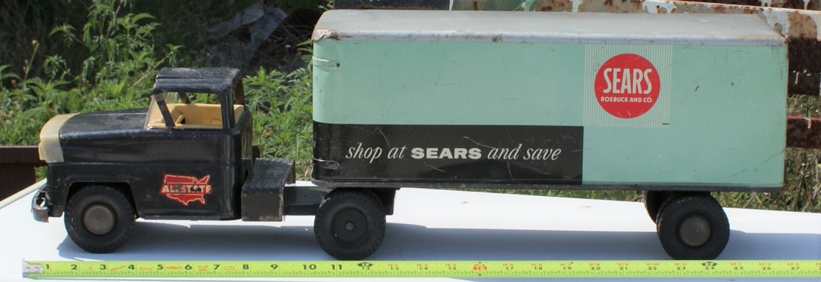 RARE Allstate Semi Truck With Two Sears Roebuck & Co Enclosed Trailers ...