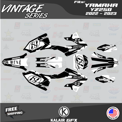Graphics Kit for YAMAHA YZ250 YZ 250 (2022-2023) Vintage - WHITE | eBay