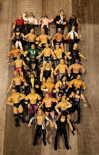 Lot of 32 WWE WWF Titan Tron Wrestler Action Figures Jakks Mixed LOT ...