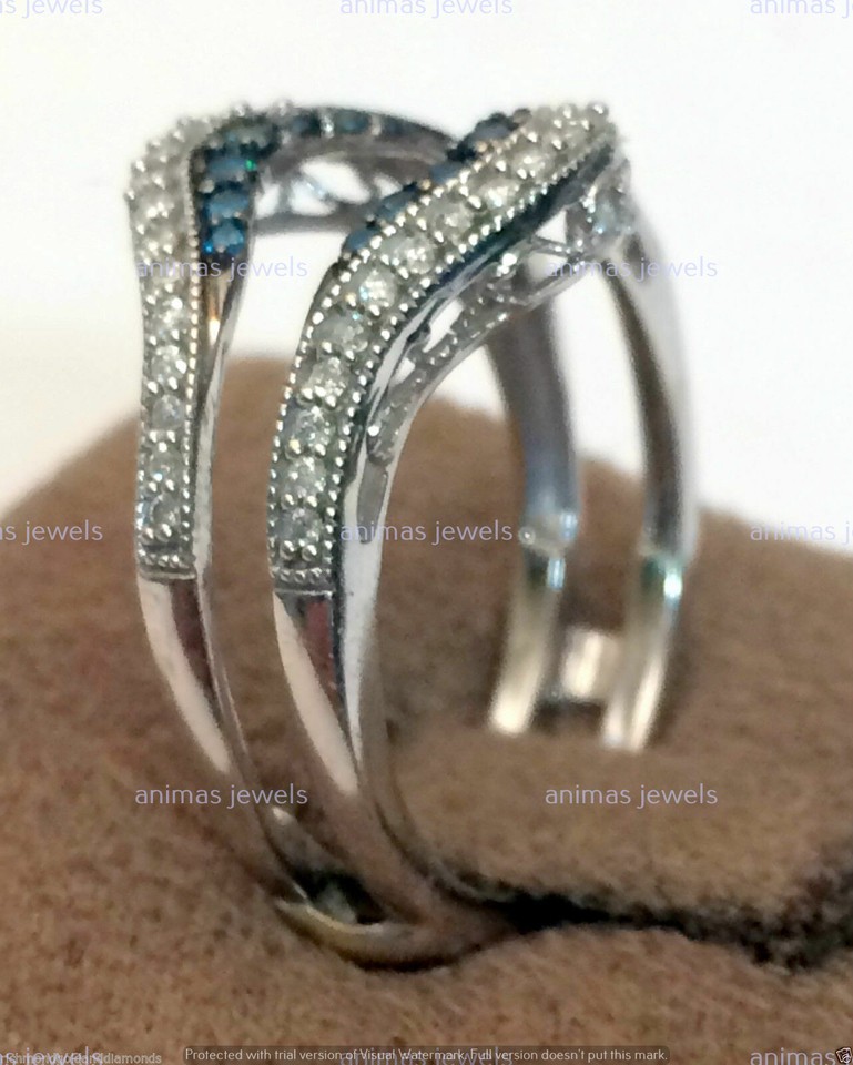 Solitaire Enhancer 1.00CT Simulated Sapphire Guard Wrap Ring 925 ...