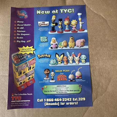 original ad 11- 8" TYC Simpsons Pokémon chicken Little 2005 ARCADE GAME ...